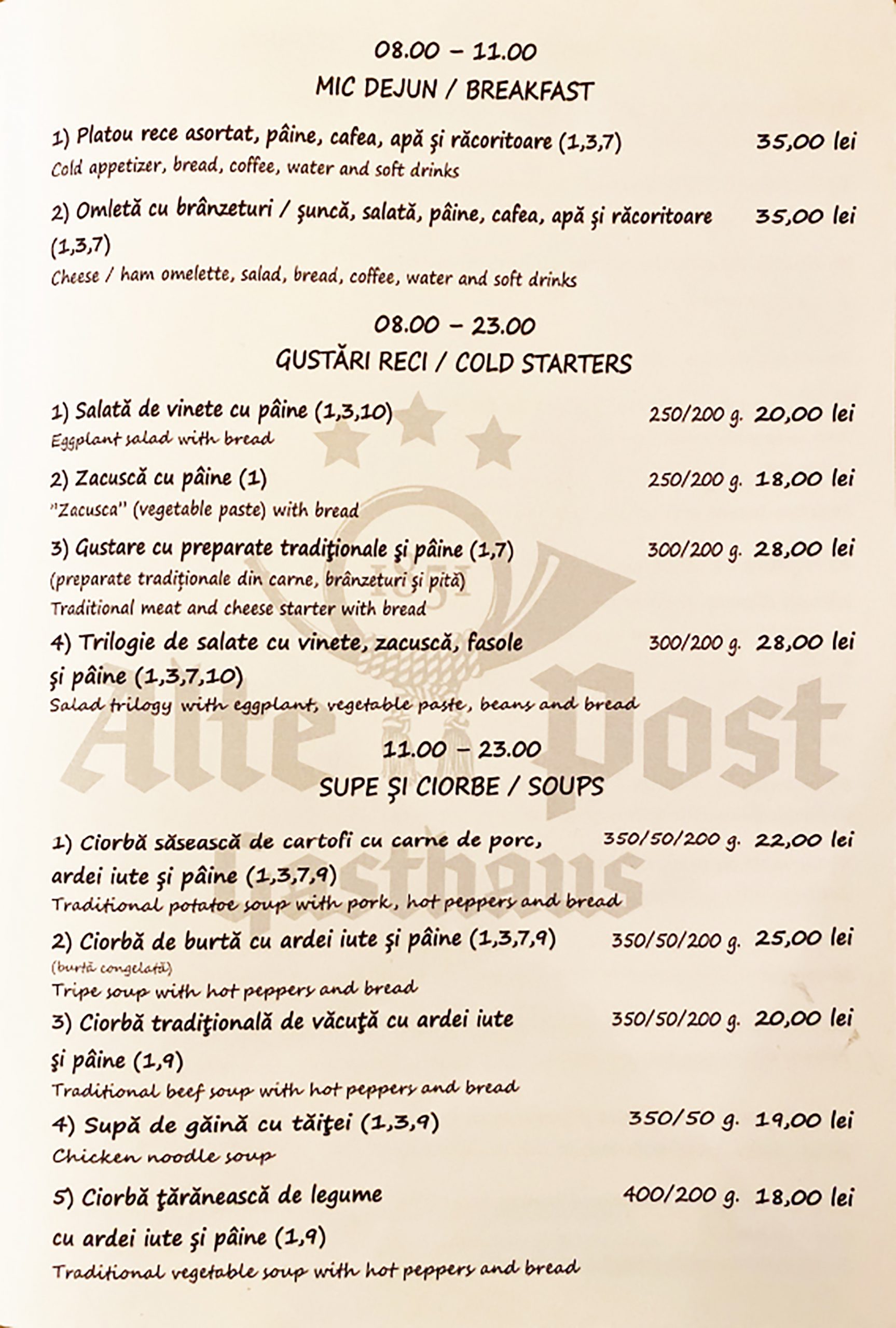 Meniu – Gasthaus Altepost